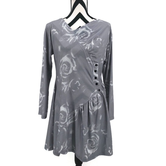 Reborn | Dresses | Nwt Reborn Grey With With Roses Asymmetrical Dress ...